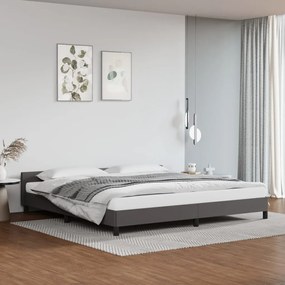 Rám postele s čelem šedý 200x200 cm umělá kůže - Default Title