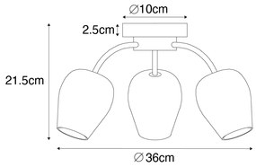 Klasické stropní svítidlo zlaté se sklem 3-světlo - Elien