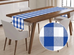 Biante Bavlněný běhoun na stůl Olivia OL-012 Modro-bílá kostka velká 45x160 cm