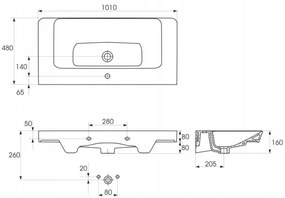 Cersanit Mille, skříňkové umyvadlo 100x45 cm, bílá, K11-2324