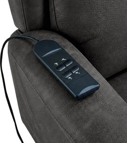TV křeslo MATEO s elektrickým polohováním — 2 motory, látka, černá, nosnost 150 kg