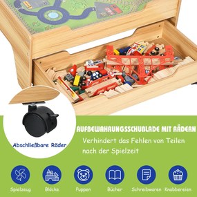 Costway Dřevěný dětský železniční vláček Dřevěný vláček Set Activity Table