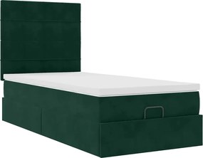 Osmanský rám postele s matracemi tmavě šedá 80x200cm samet 3313436