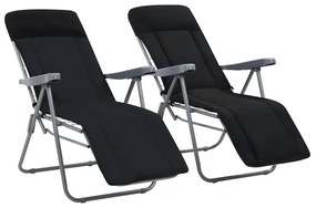 Skládací zahradní židle s poduškami 2 ks černé - Default Title