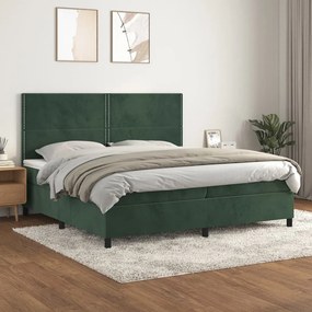 Box spring postel s matrací tmavě zelená 200x200 cm samet 3142986