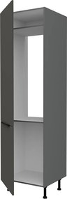 ARIA pi | vysoká skříňka 60 LO-215 2F na vestavnou lednici | 60 cm | ANTI FINGERPRINT povrch | antracit/šedá grafit