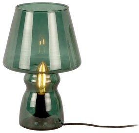 Tmavě zelená skleněná stolní lampa Leitmotiv Glass, výška 25 cm