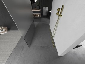 Mexen Kioto, sprchová zástěna Walk-In 100 x 200 cm, 8mm čiré sklo-námraza, zlatý matný profil, 800-100-002-55-35