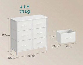 Komoda s textilními zásuvkami VELMIO 77 x 74 cm, bílá