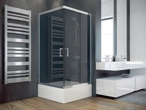 BESCO Čtvercový sprchový kout MODERN 165 BARVA rámu - Chrom/Leštěný hliník (ALU), Rozměr A - 80 cm, Rozměr B - 80 cm, Rozměr C - 165 cm, Směr zavírání - Univerzální Levé / Pravé, Výplň - Fume bezpečnostní sklo - 6 mm BCMD80CTVER65CG