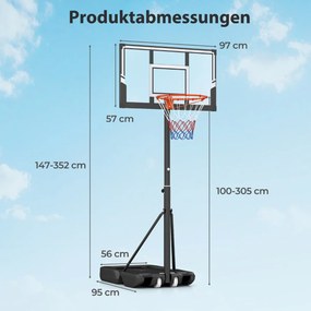 Costway Přenosný basketbalový koš Výškově nastavitelný basketbalový brankový