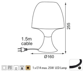 ACA DECOR Stolní lampa NIOKI max. 25W/E14/230V/IP20