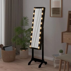 Volně stojící zrcadlo s LED černé 34 x 37 x 146 cm - Default Title