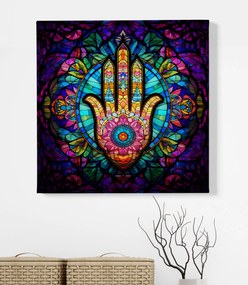 Obraz na plátně - Hamsa mozaika FeelHappy.cz Velikost obrazu: 60 x 60 cm