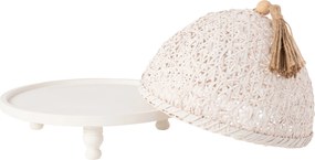 Bílý dřevěný podnos s poklopem Hood - Ø30 * 25 cm