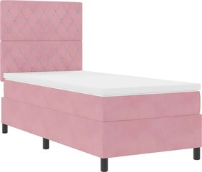 Postel s boxspringem s matrací s čelo Růžová 100 x 200 cm samet 3339751