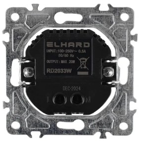Elhard Kulatá USB A+C zásuvka Rondo 20W, bílá RD2033W