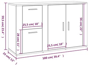 Příborník hnědý dub 100x33x59,5 cm kompozitní dřevo - Default Title