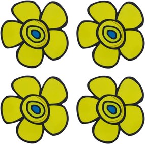 Bellatex Podtácek sada 4 ks 10x10 cm 4ks Květina žlutá