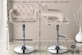 Barová židle Dublin samet chromovaná konstrukce – krémová
