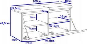 Eka Předsíňová stěna s čalouněnými panely Trinity 5 - Dub Artisan s černou / Světlá béžová 2303