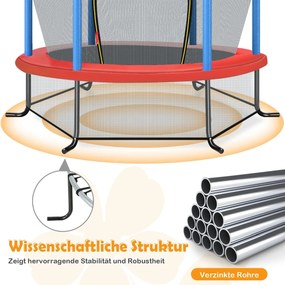 Costway Zahradní trampolína Ø 140 cm s ochrannou sítí trampolína pojme až 135 kg
