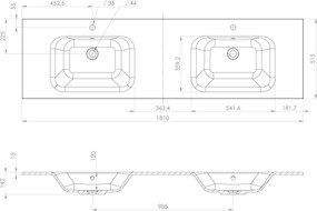 Sapho Sapho, LOREA skříňka 180x46x51, 5cm (80+20+80cm), dub alabama/bílá matná, LE080-2231-06