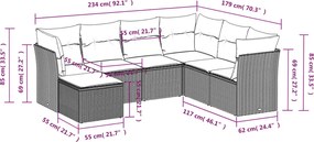 vidaXL 7dílná zahradní sedací souprava s poduškami polyratan [3217986] Barva: Černá a krémová