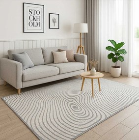 TZ Šedý obdélníkový pruhovaný koberec Strado Polo Cloud se zebrovým vzorem Rozměr: 120x170 cm
