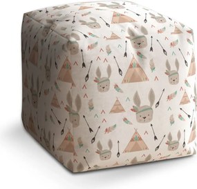 Sablio Taburet Cube Zajíci u stanu - 60x60x60 cm