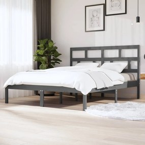 Rám postele šedý 180 x 200 cm Super King masivní dřevo,  3101235