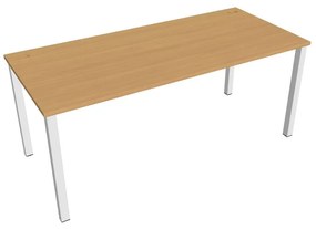 Stůl pracovní rovný 180 cm - Hobis Uni US 1800 Dekor stolové desky: buk, Barva nohou: bílá
