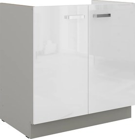 BIANCA sb | dolní skříňka 80 ZL 2F dřezová | 80 cm | světle šedá/bílá lesk