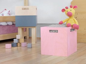 Benlemi Úložný dřevěný box BOKS do regálu s obdélníkovým úchytem Zvolte barvu: Růžová