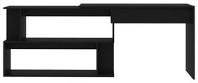 vidaXL Rohový psací stůl černý 200 x 50 x 76 cm dřevotříska