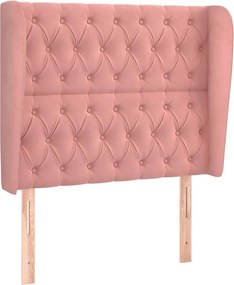 Čelo postele typu ušák růžové 83 x 23 x 118/128 cm samet 3118339