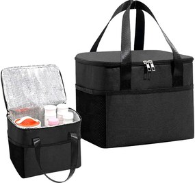Termotaška na jídlo LUNCH BOX, černá, nepromokavý materiál, 23x20x17,5 cm