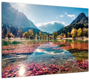 Obraz - Jezero Jasna, Gozd Martuljek, Julské Alpy, Slovinsko (70x50 cm)