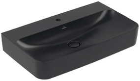 Villeroy & Boch Finion - Umyvadlo 80x47 cm, bez přepadu, otvor pro baterii, CeramicPlus, Pure Black 416881R7