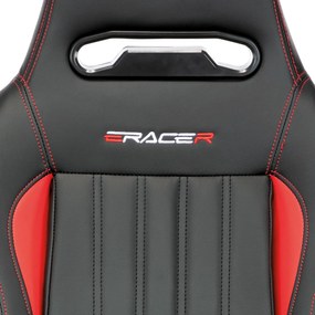 AUTRONIC Herní křeslo E-RACER, potah červená a černá ekokůže, HM, opěrák 90°-180°