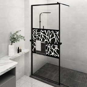 Zástěna do průchozí sprchy s policí černá 100x195 cm ESG/hliník,  3185476