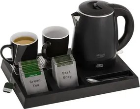 Adler AD 1387 černá / Hotelový set s konvicí / 1 L / 1300 W / 2 šálky