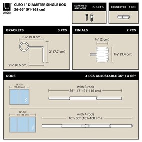 Matně černá ocelová roztažitelná garnýž 91 - 168 cm Cleo – Umbra