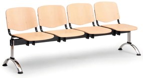 Dřevěná lavice ISO II 4-sedák - chromované nohy, buk