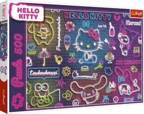 TREFL Puzzle Neonová Hello Kitty / 500 dílků / 48 x 34 cm / pro dospěl