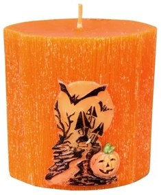 Svíčka HALLOWEEN ELIPSA zdobená vyřezávaná 7,5x5,5x8cm