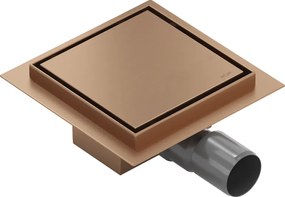 Mexen Flat-Q, bodová podlahová vpusť 15 cm, měděná matná, 1C10015
