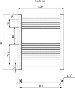Gamma Erga Proper, topné těleso 600x500 mm, 302W, černá, ERG-LAV-PROP-6050-BK
