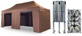 Nůžkový párty stan 4x6 m /6 noh TENTino BIG HEXAGON EXTREME Barva opláštění: 10A - HNĚDÁ