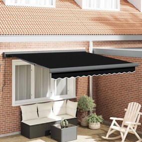 Stahovací markýza Černá 300 x 250 cm Plátno a hliník 3330047